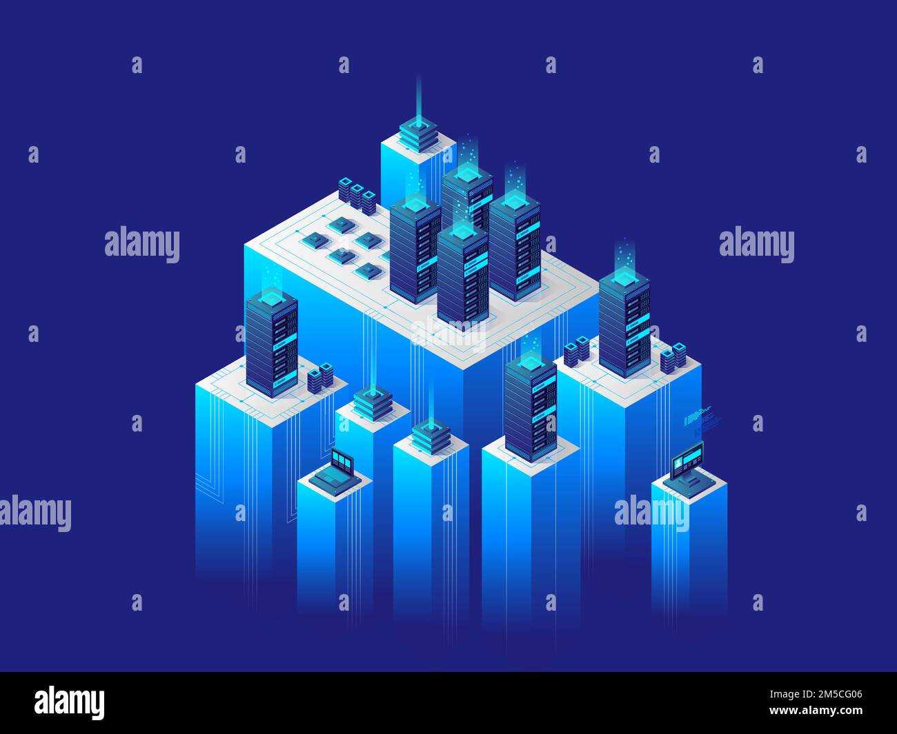 Digital technology concept. Data center. Isometric vector illustration ...