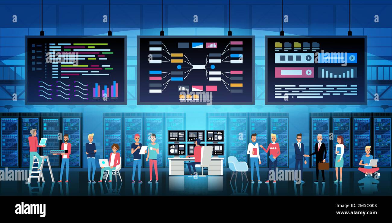 Development office design concept with stuff and data center conference ...