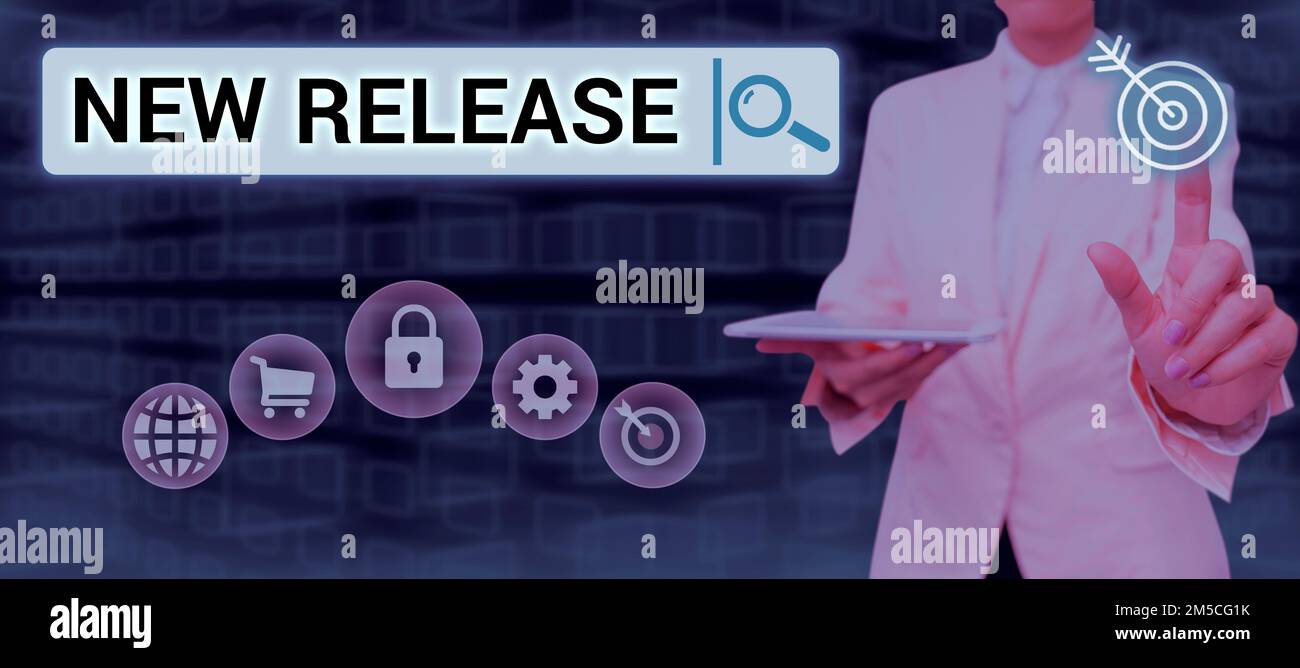 Text caption presenting New Release. Word for announcing something ...