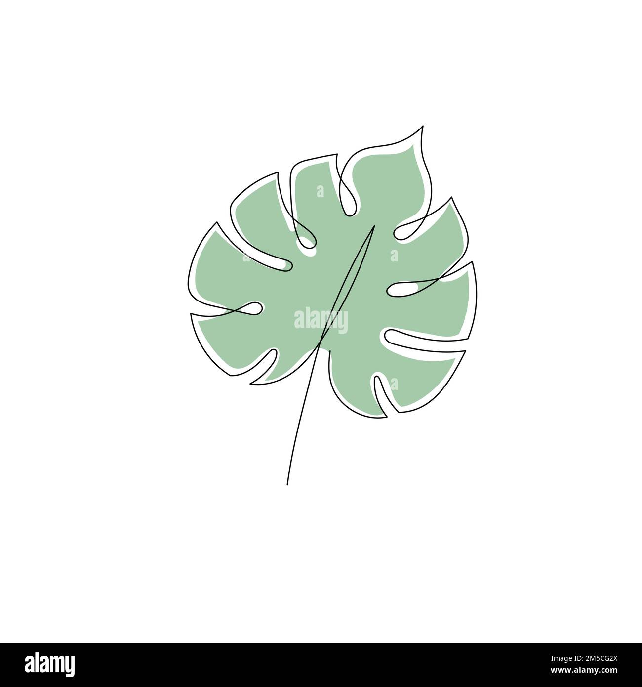 Line monstera leaf art. One continuous line art decorative monstera ...