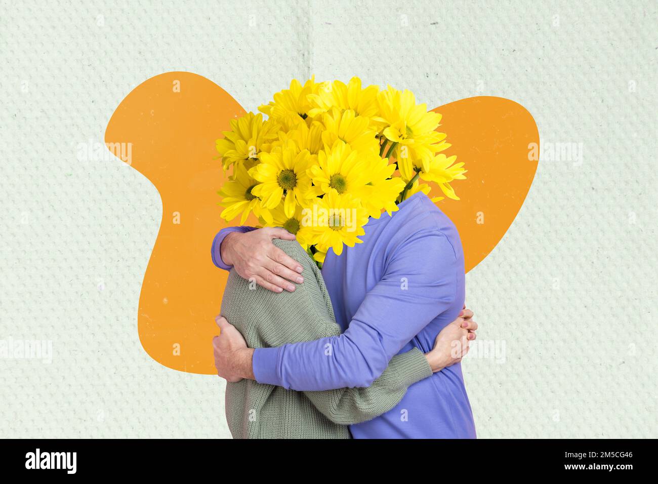 Creative photo 3d collage artwork poster postcard of two happy people ...