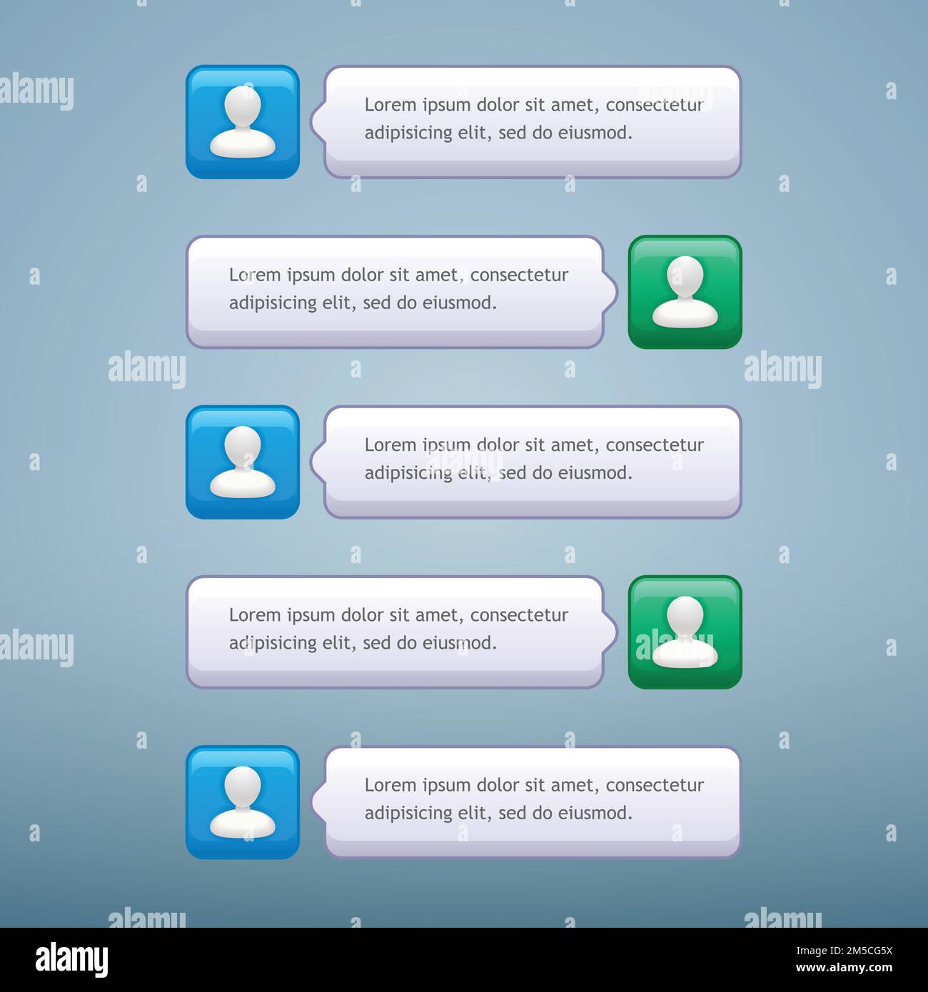 Vector phone chat bubbles with user icon in green and blue colors Stock ...