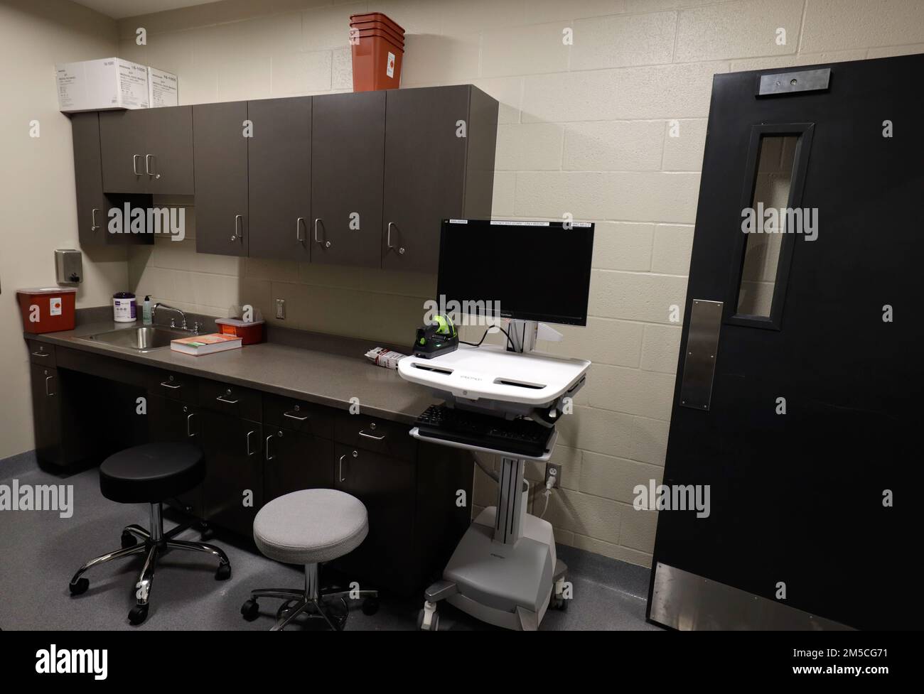 A medical exam room is prepared for receiving potential patients at U.S ...