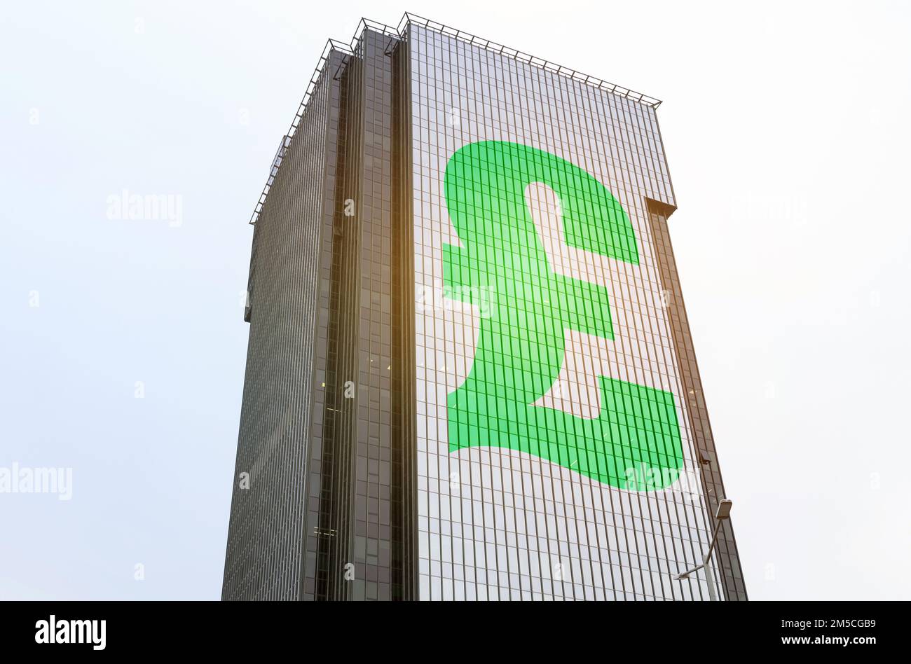 Business concept. A symbol is depicted on the glass surface of the ...