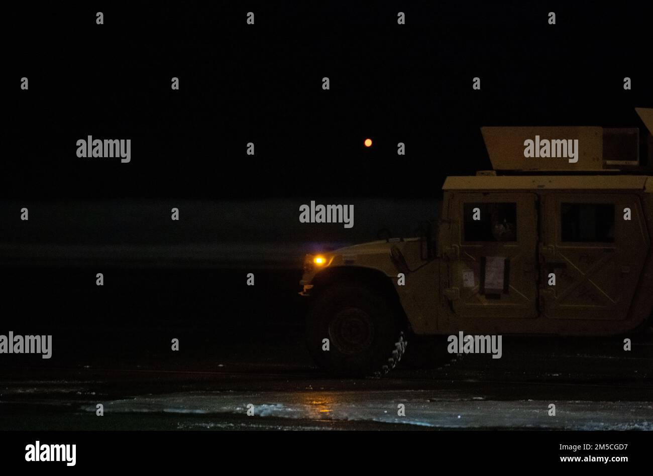 A Humvee arrives in preparation for Exercise ARCTIC EDGE 2022 at ...