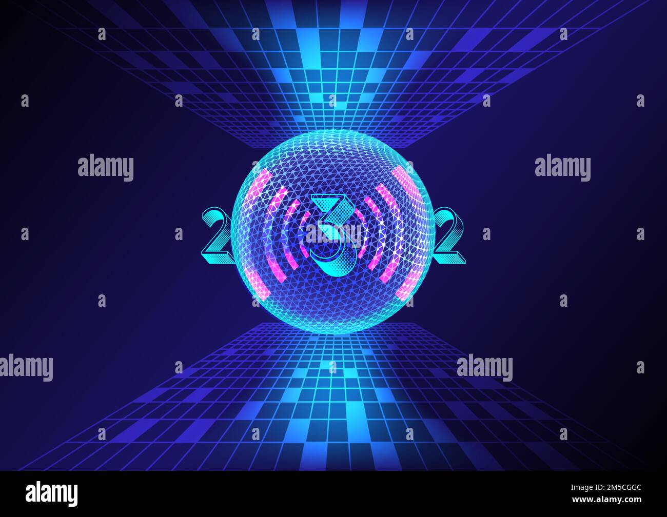 Happy new year festival global 3d technology wireless communication ...