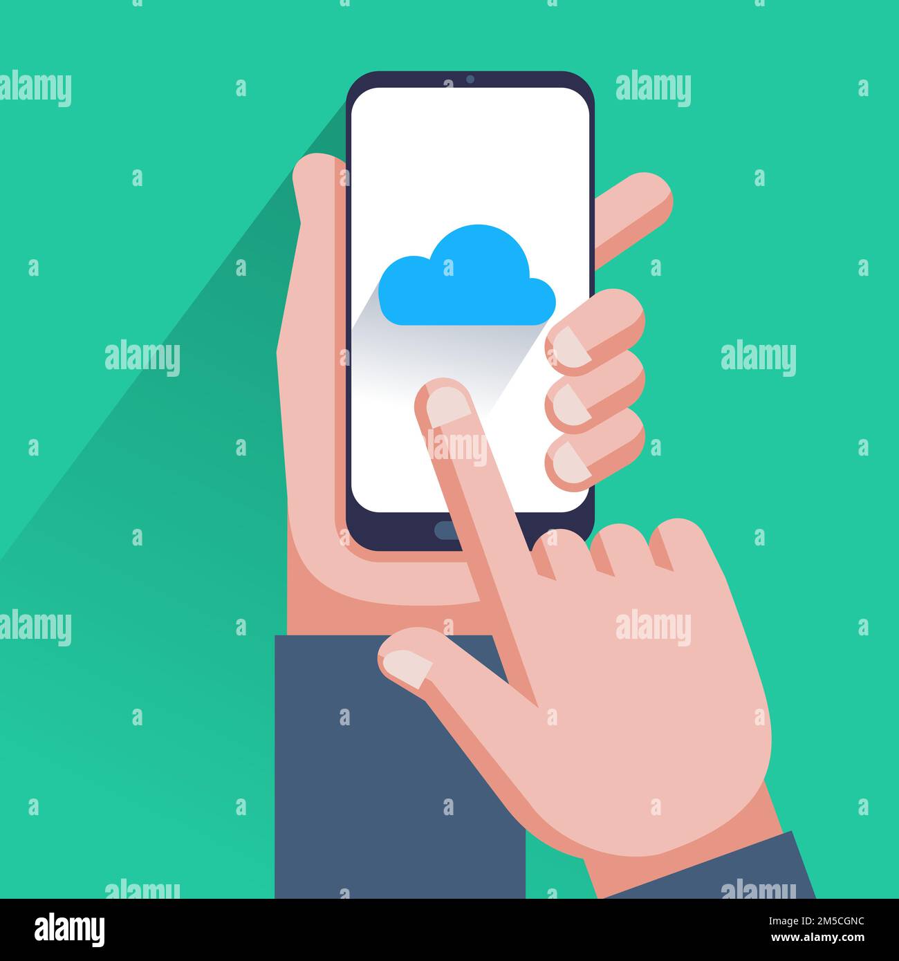 Hand touching cloud Stock Vector Images - Alamy