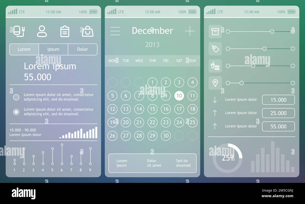Flat Web Design, elements, buttons, icons. Templates for mobile phone ...