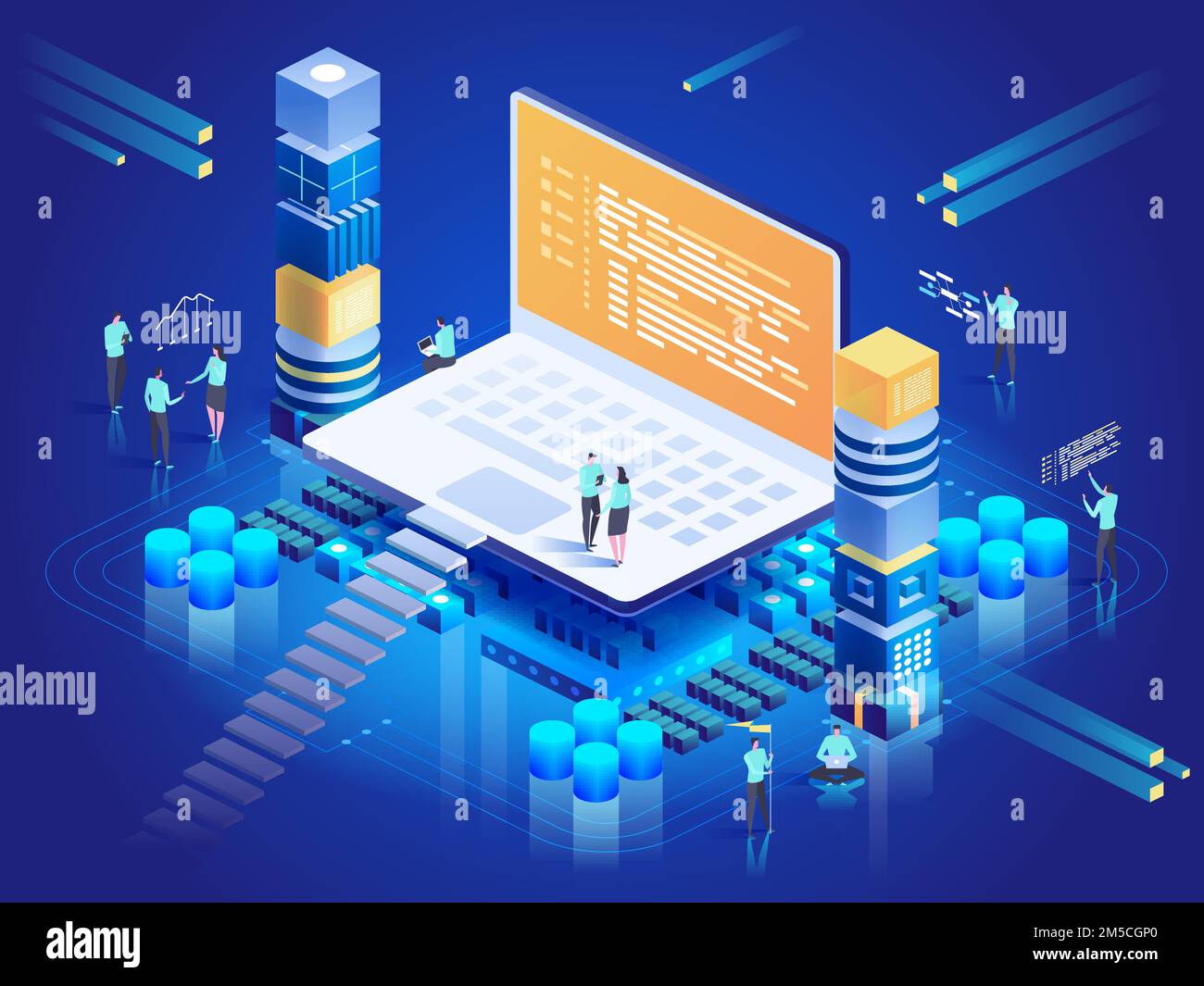 Software Web Development Programming Concept People Interacting With Laptop Charts And 3812