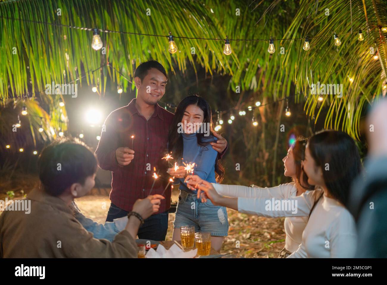 Young couple celebrating birthday friends hi-res stock photography and ...