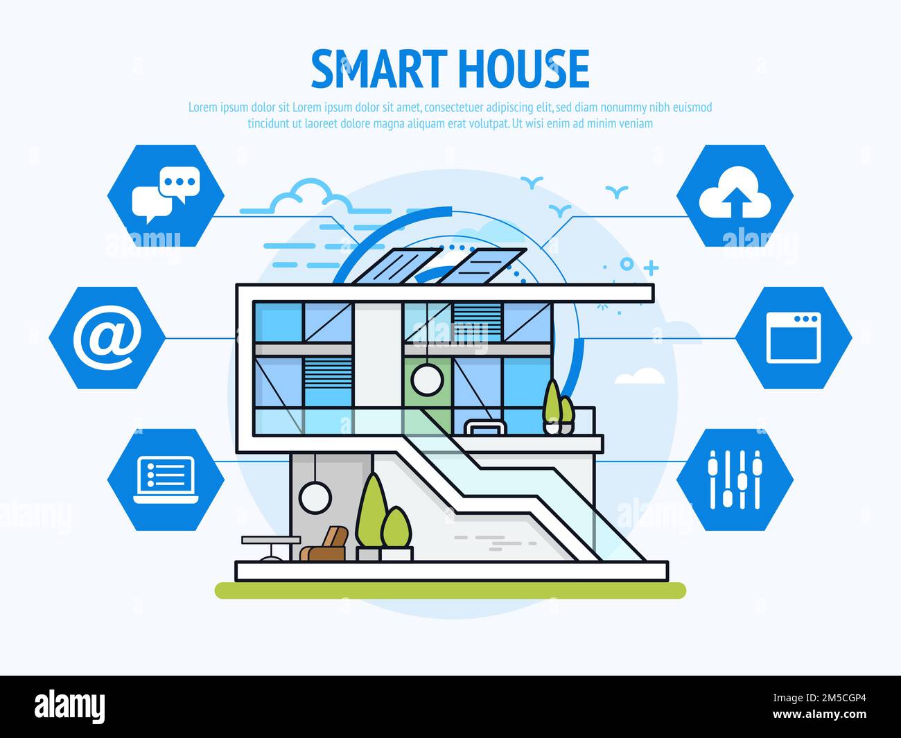 Smart House Technology Of Home Automation Concept. Vector illustration ...