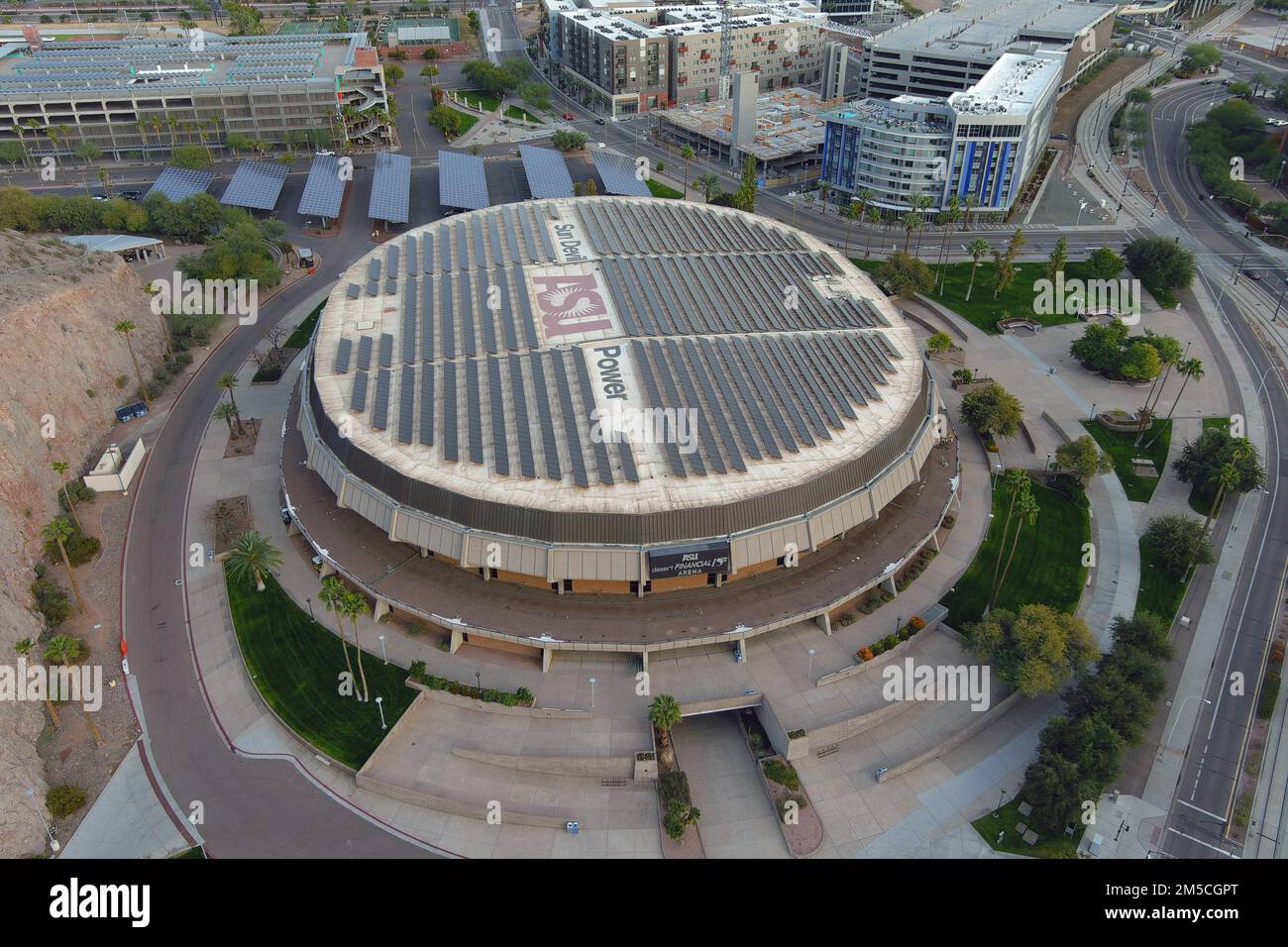 A general overall aerial view of Desert Financial Arena, Monday, Dec ...