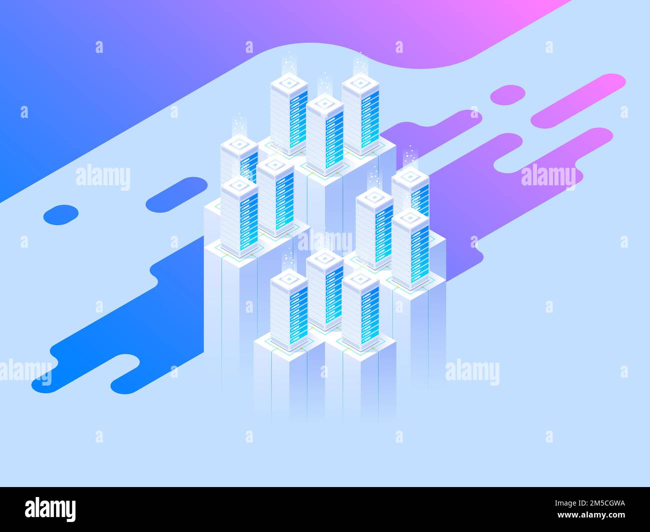 Website design. Big data center and cloud storage technology. Vector ...