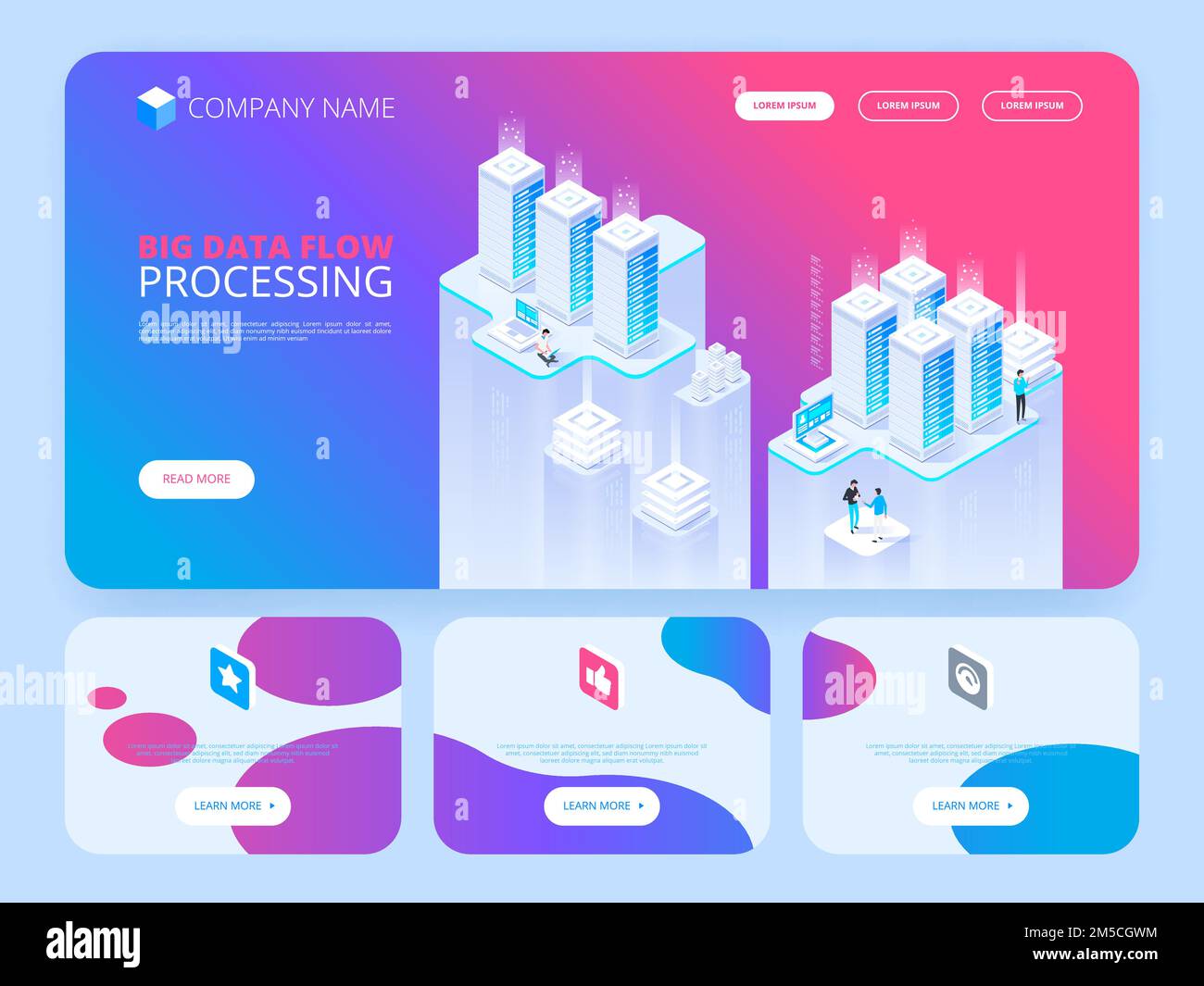 High technology concept. Data center, processing big data, networking process, data routing and ...