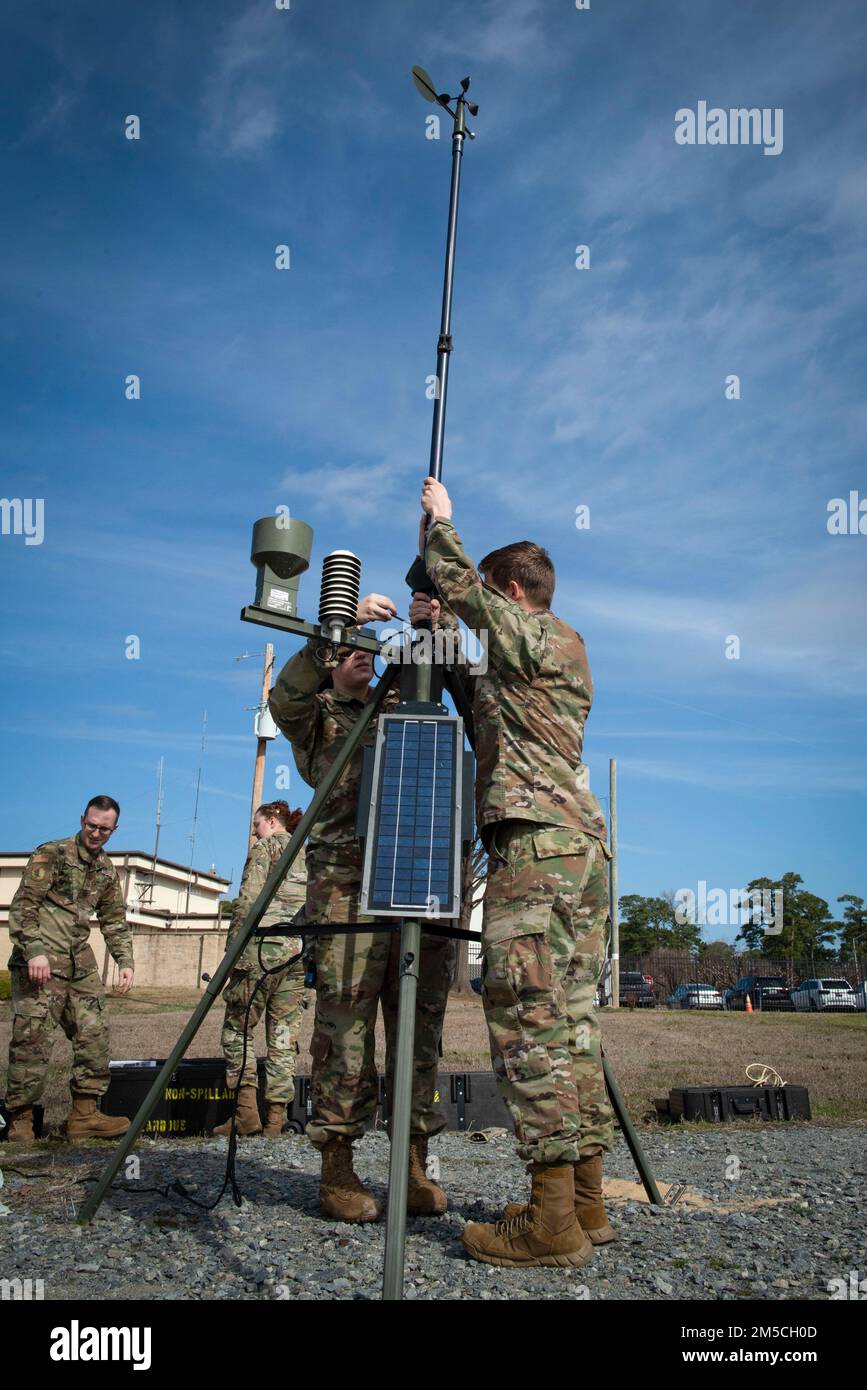 Airmen from the 4th Operations Support Squadron weather flight assemble ...