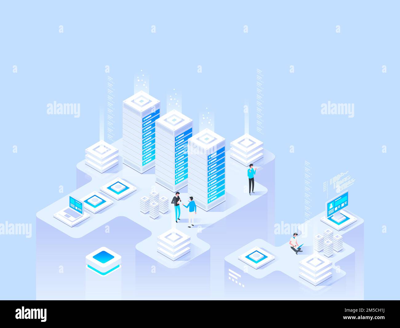 Big data flow processing. High technology concept. Vector isometric illustration Stock Vector ...