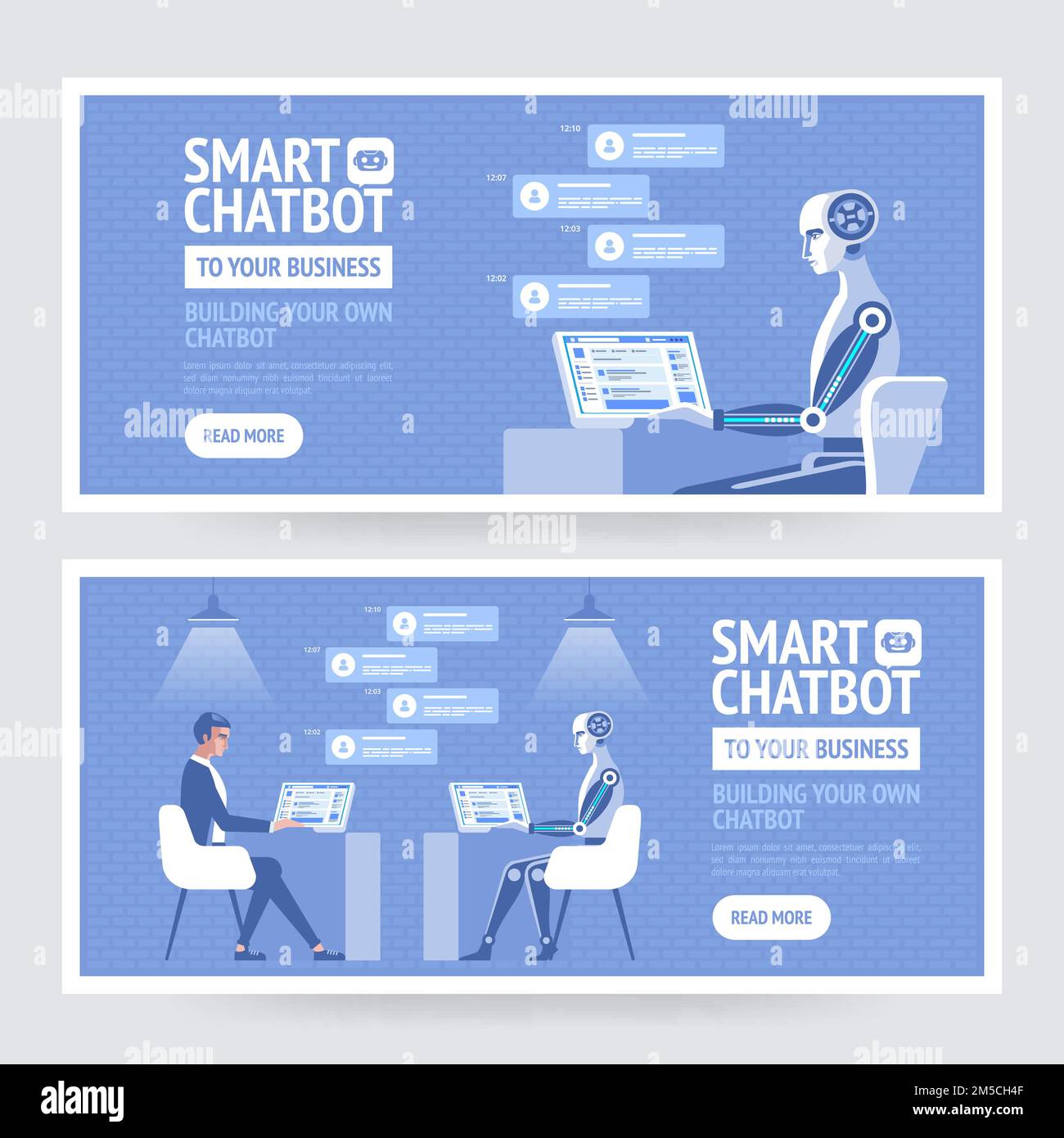 Smart chatbot to your business. Building your own chatbot. Vector ...