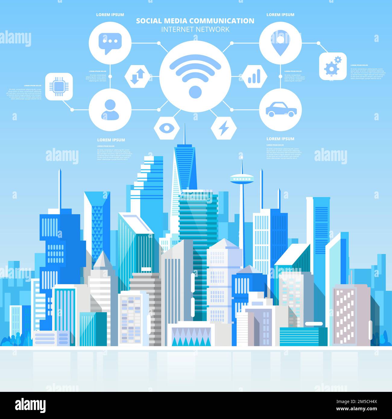 Social Media Communication Internet Network Connection City Skyscraper ...