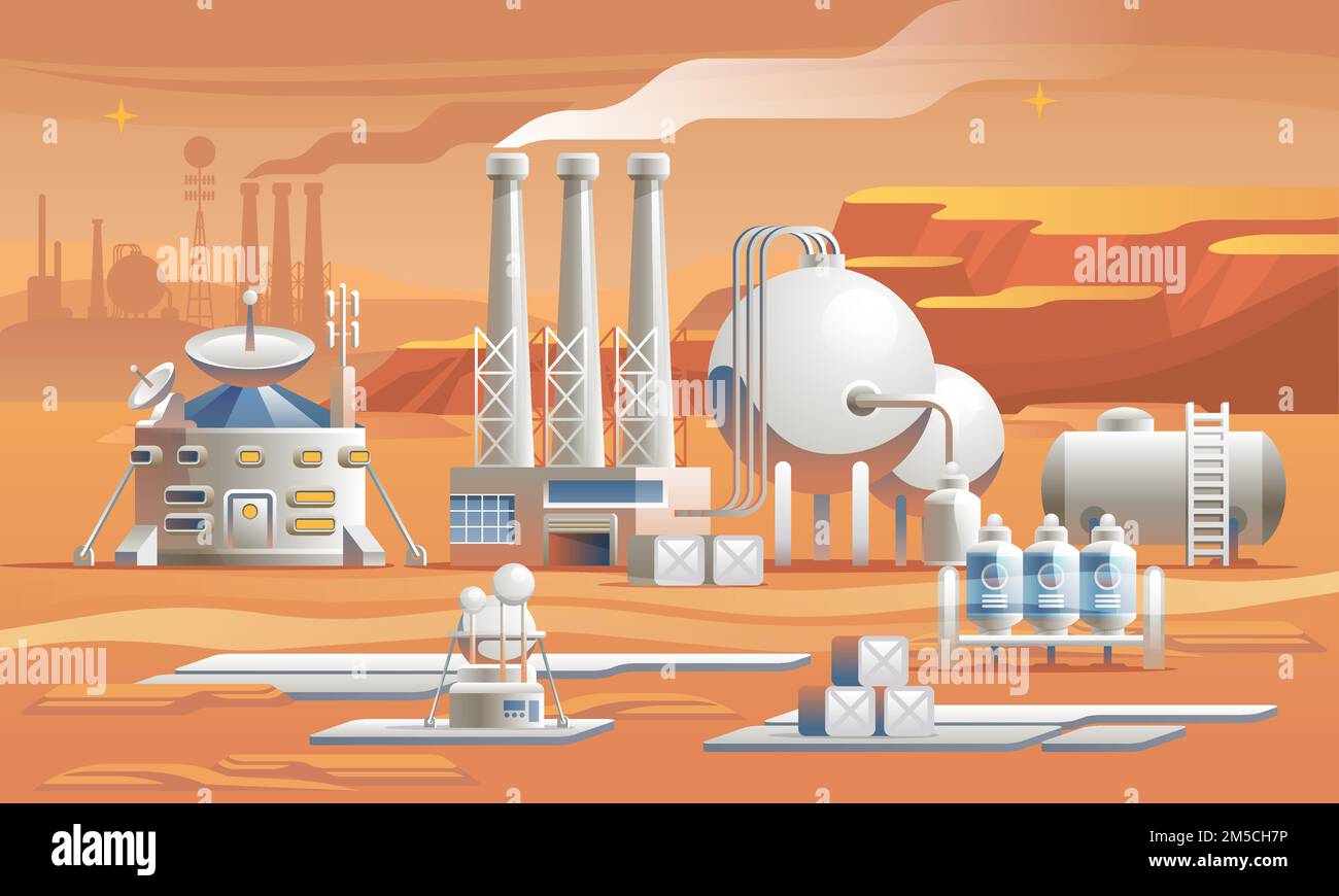 Mars Colonization. Human base in Mars. Terraforming of the atmosphere. Heavy Industry and ...