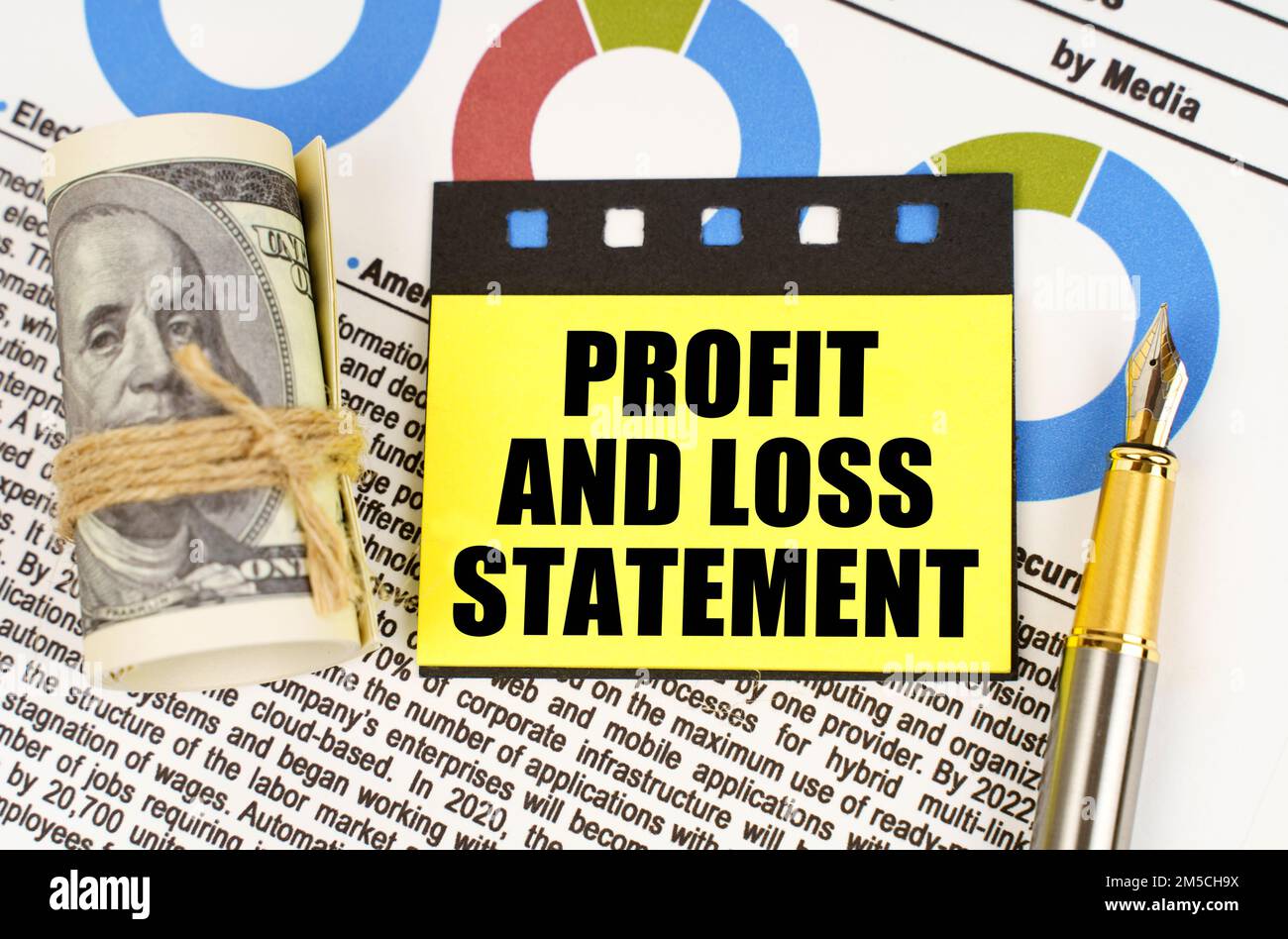 Business concept. On documents with diagrams there are dollars, a pen ...