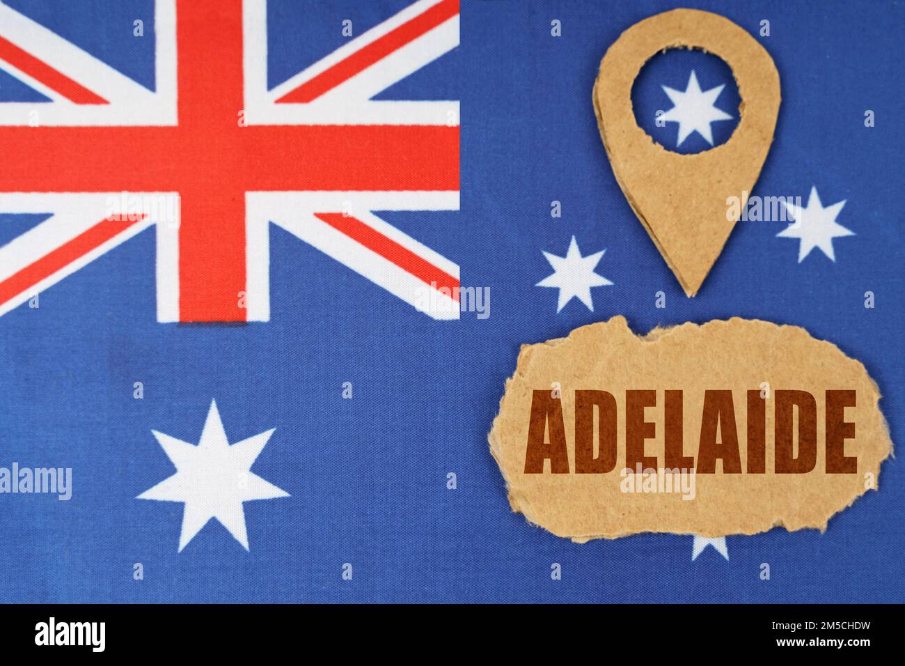 Tourism and industry concept. The flag of Australia has a geolocation ...