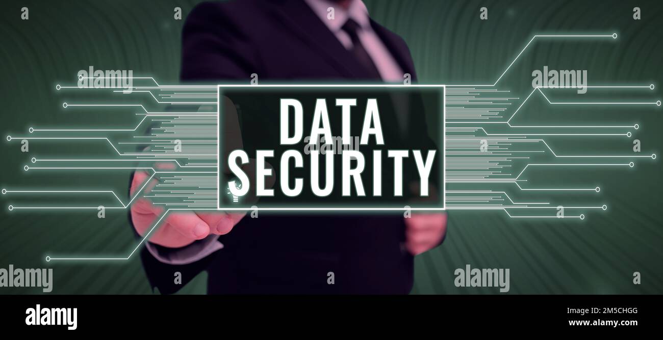 Text showing inspiration Data Security. Word Written on Confidentiality Disk Encryption Backups ...