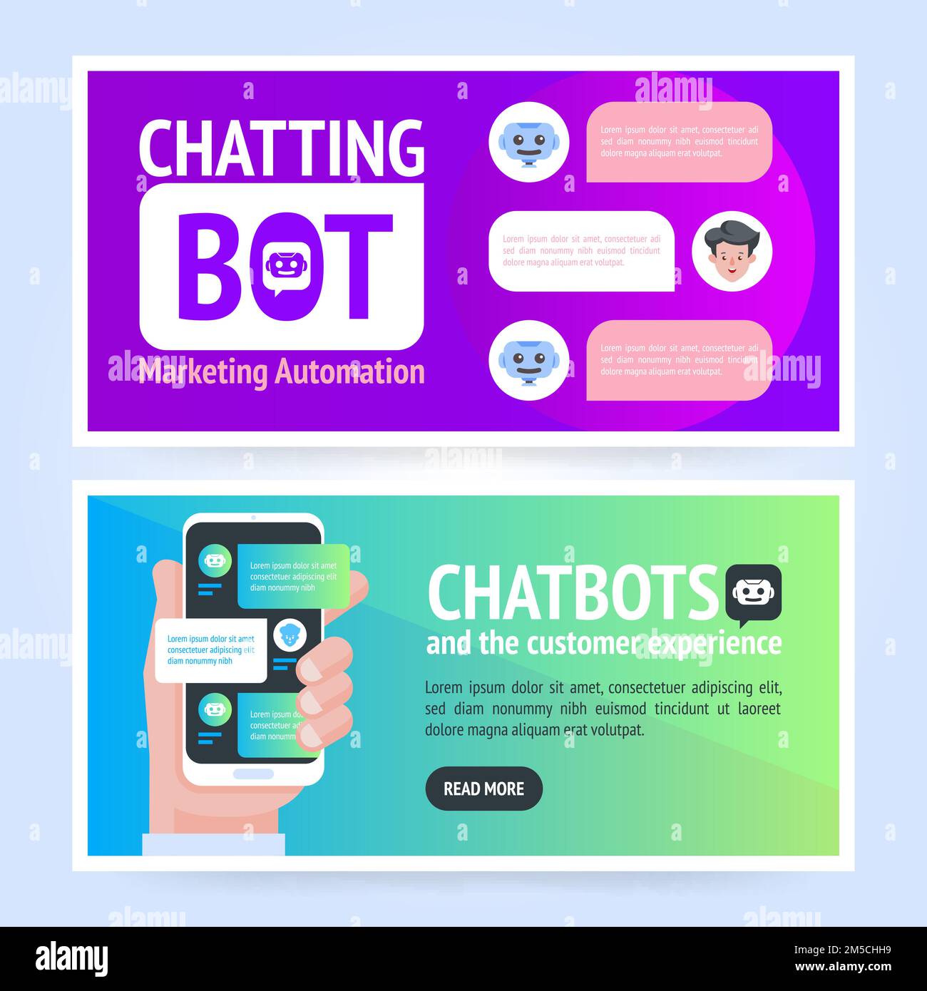 Chatbot banner concept. Horizontal business banner template. Vector ...
