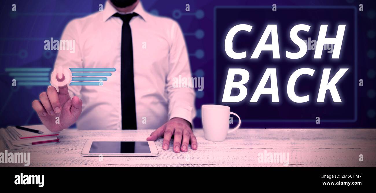 Writing displaying text Cash Back. Business overview incentive offered ...
