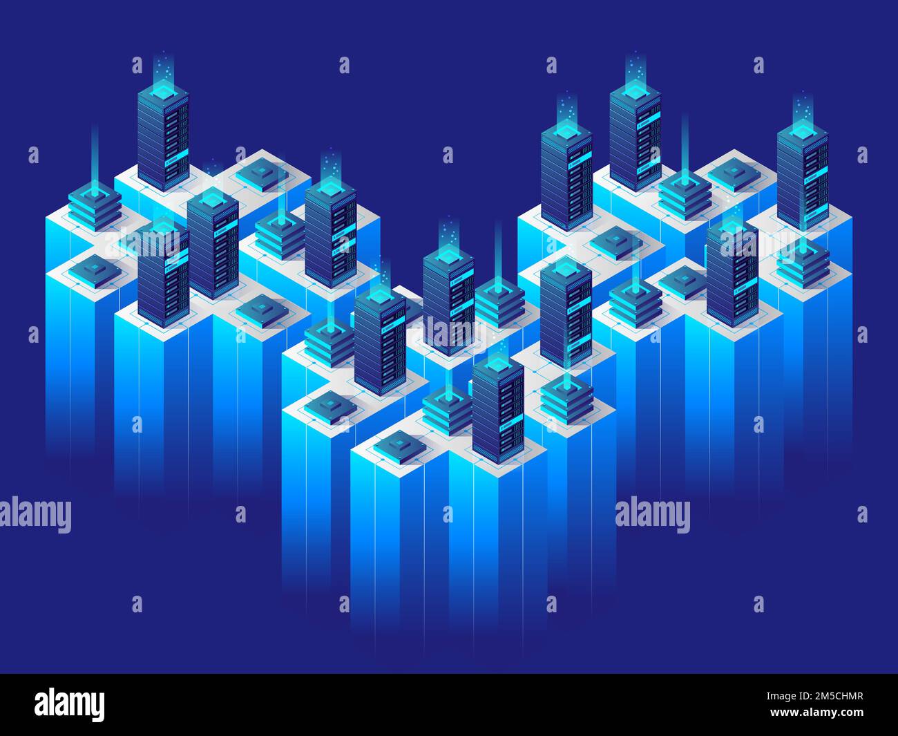 Digital technology concept. Data center. Isometric vector illustration ...