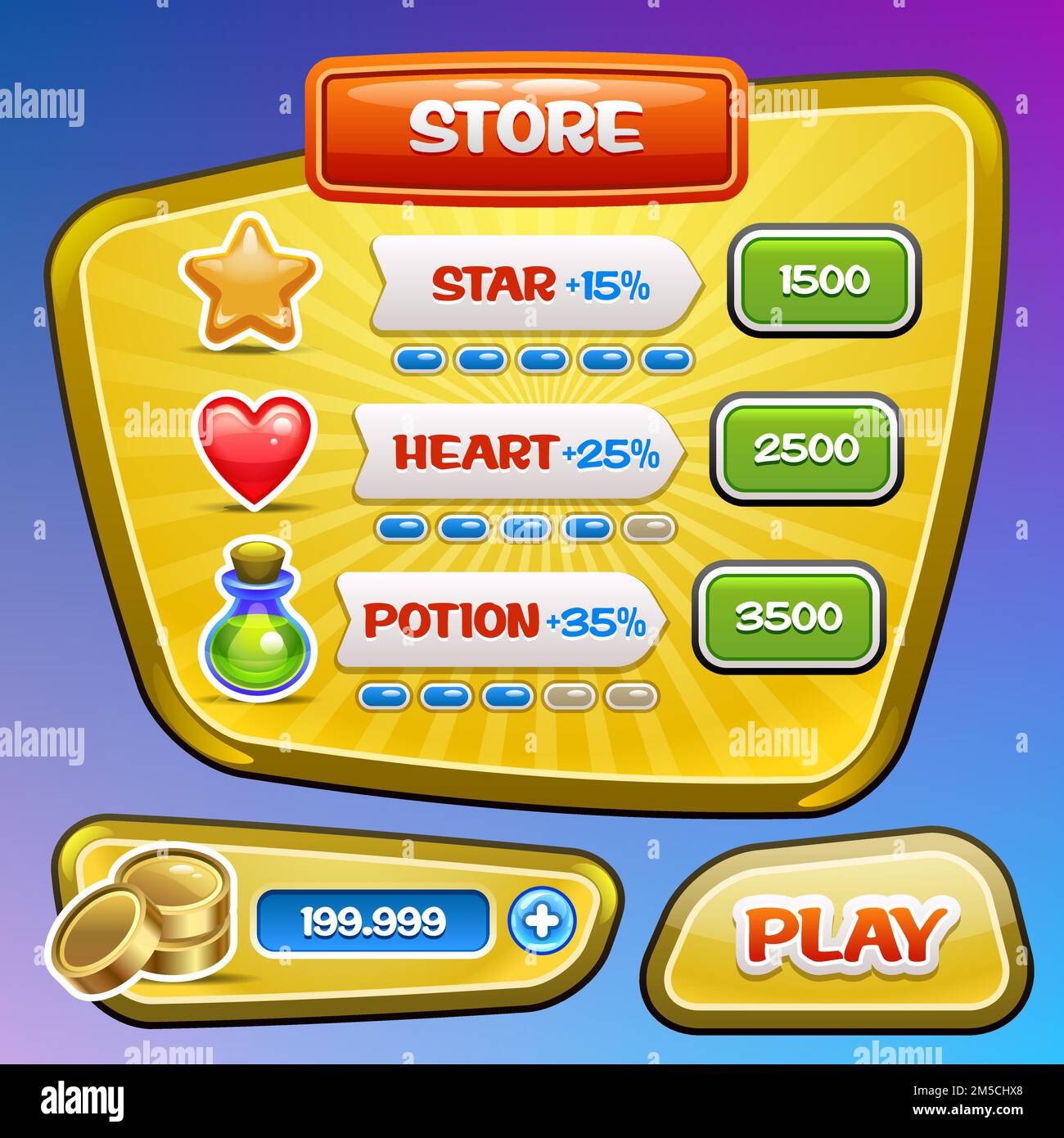 Game UI. Store screen with award and achievement icons. Vector eps 10 Stock Vector Image & Art ...