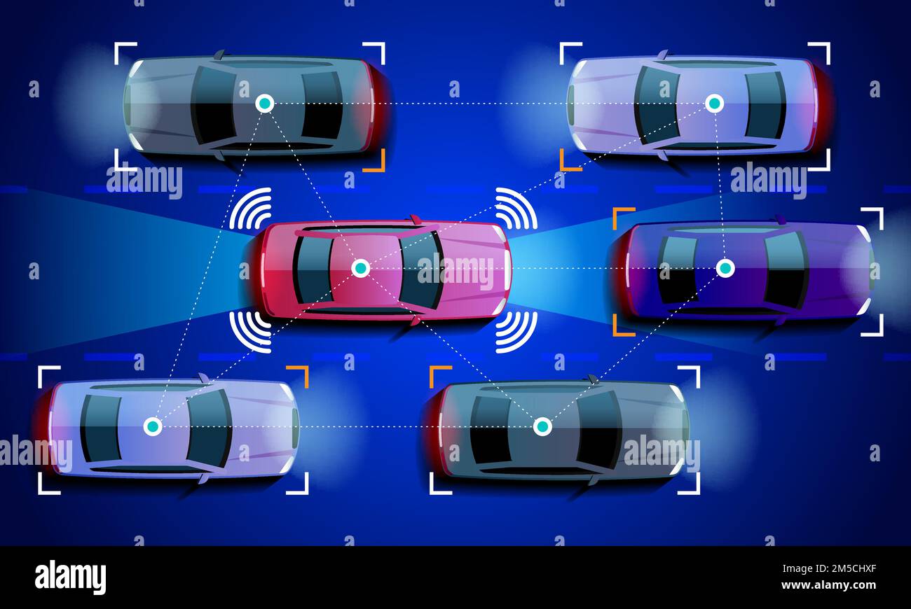 Smart car concept Autonomous self-driving vehicle on the city road ...
