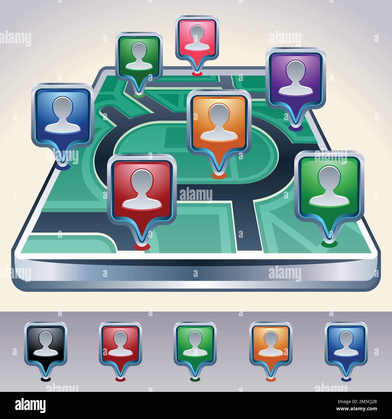 City map with GPS Icons Stock Vector Image & Art - Alamy