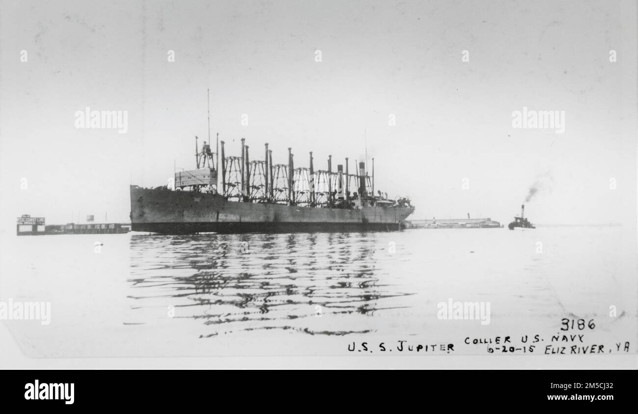USS Jupiter on the Elizabeth River, on June 20, 1915 Stock Photo - Alamy