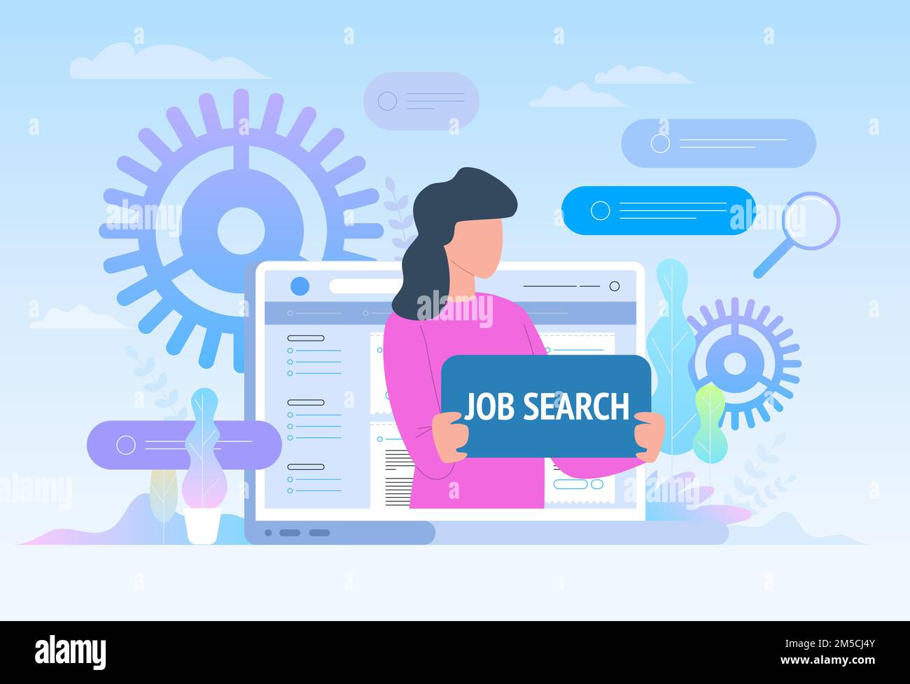 Job search. Employee looking for job. Recruitment, workgroup, freelance ...