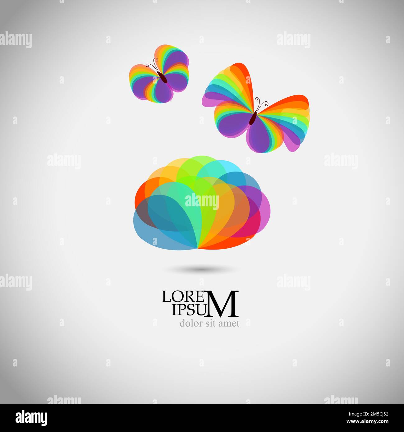 Rainbow butterfly and flower logo. simple vector illustration Stock ...