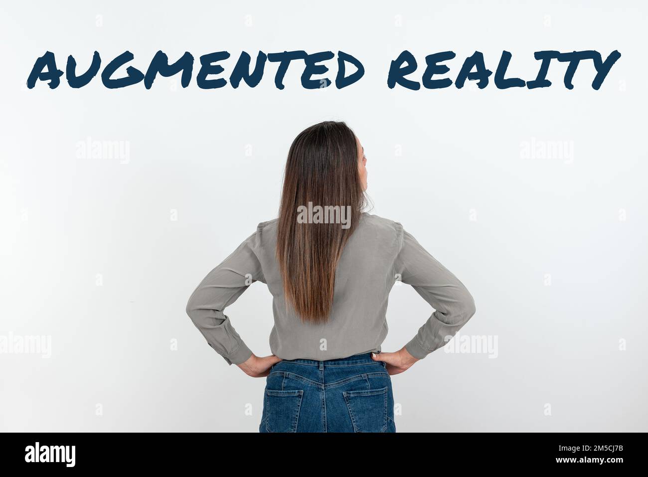 Writing displaying text Augmented Reality. Concept meaning technology ...