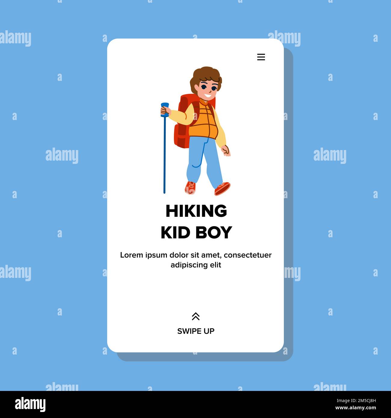 hiking kid boy vector Stock Vector Image & Art - Alamy