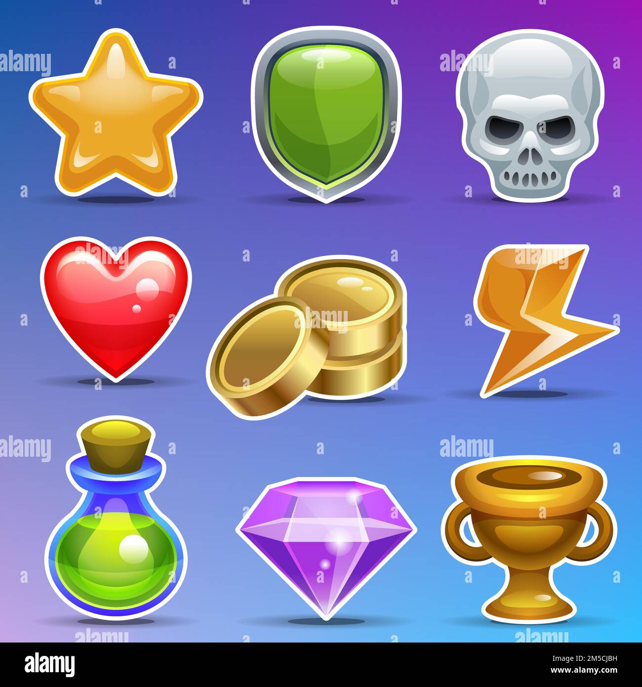 Game icons. Cartoon icons for game or user interface. Vector set eps 10 ...