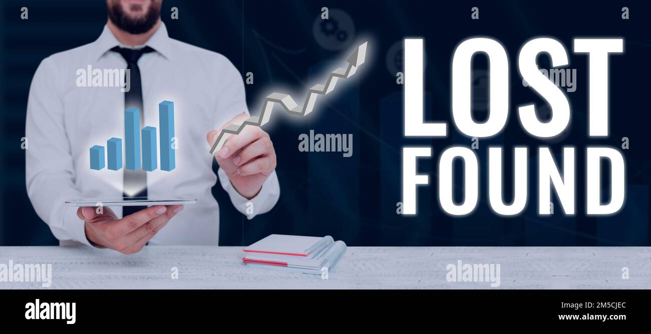 Inspiration showing sign Lost Found. Word Written on Things that are ...