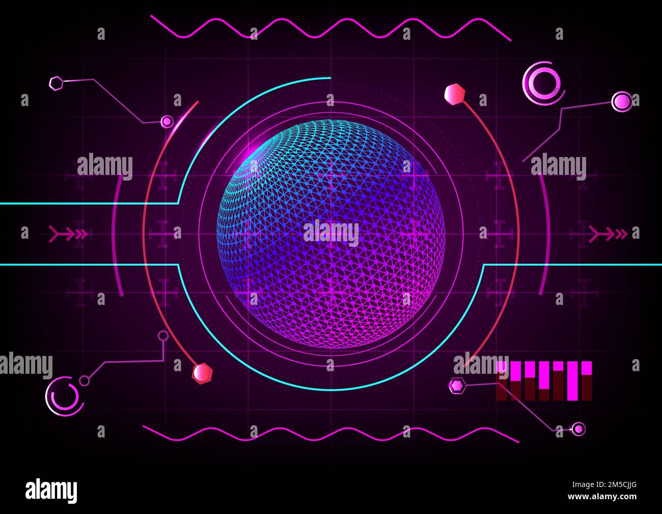 Global world planet futuristic technology internet network ...