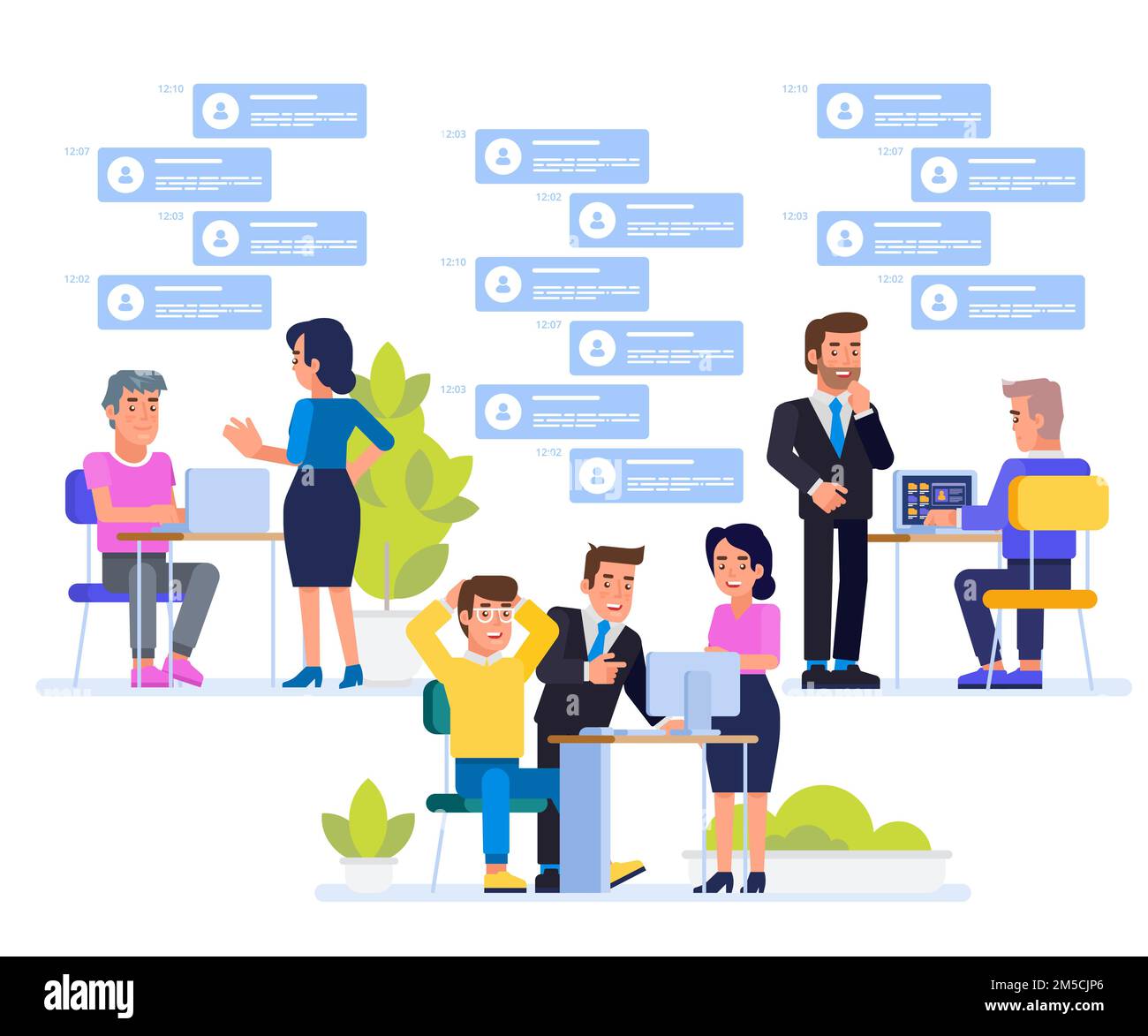 Online assistant at work. Working together in the company ...