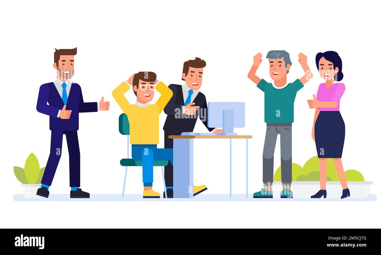 Business concept. Successful team gathering. Group of young people ...