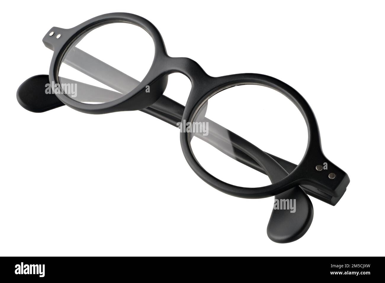 Black round retro-style eyeglasses, isolated on white background Stock ...