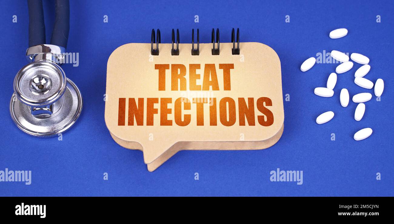 Medical concept. On the blue surface of the tablet, a stethoscope and a ...