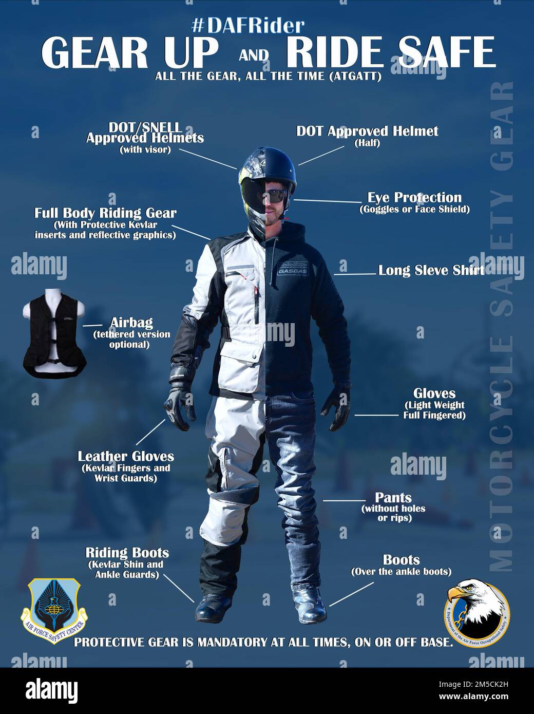 Seymour safety this summer motorcycle gear up graphic Stock Photo - Alamy