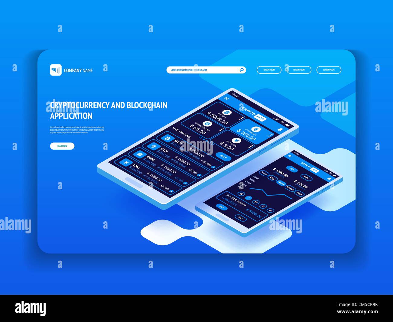Cryptocurrency and blockchain application for smartphone. Header ...