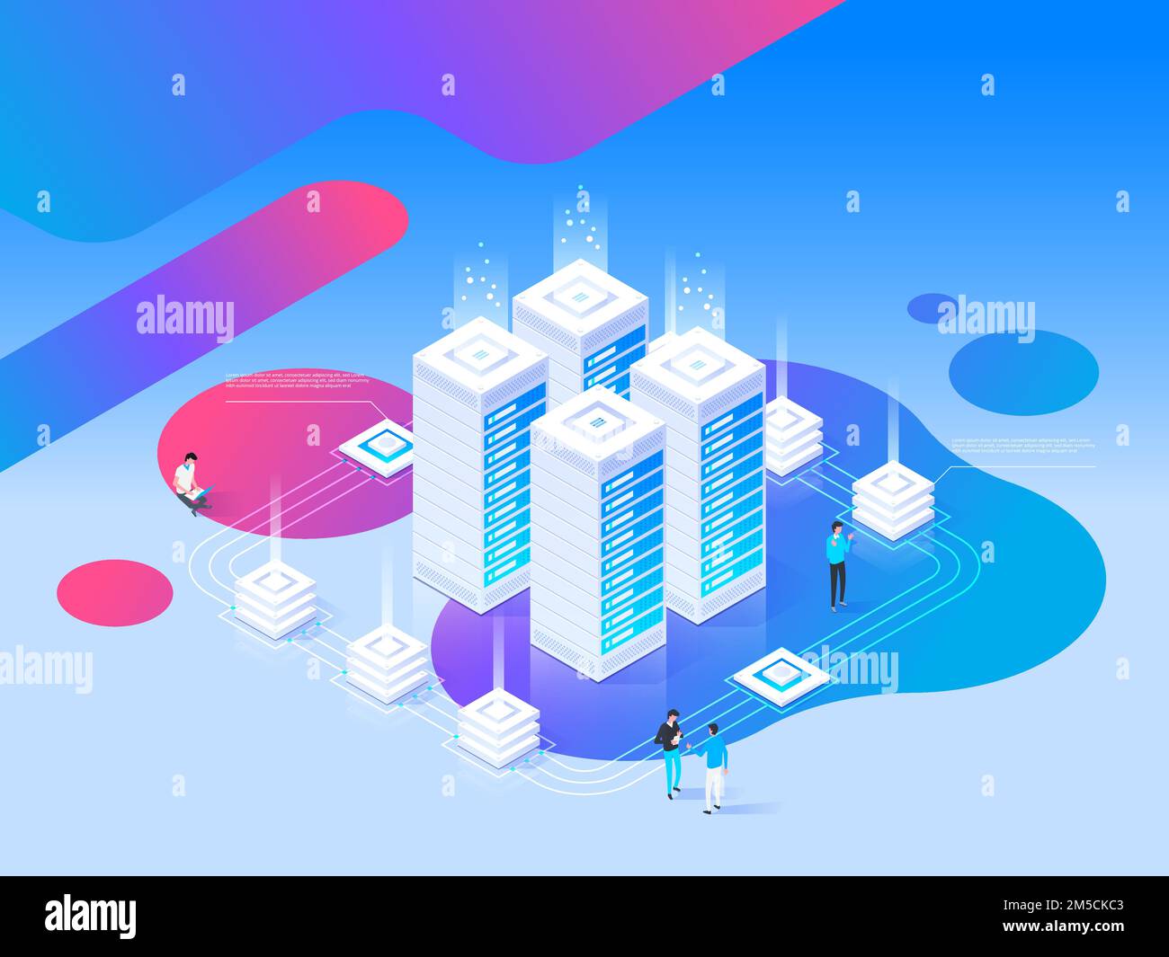 High technology concept. Big data flow processing. Vector isometric ...