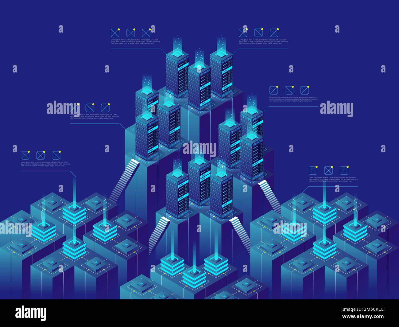 Server room, concept, isometric vector illustration of data center and ...