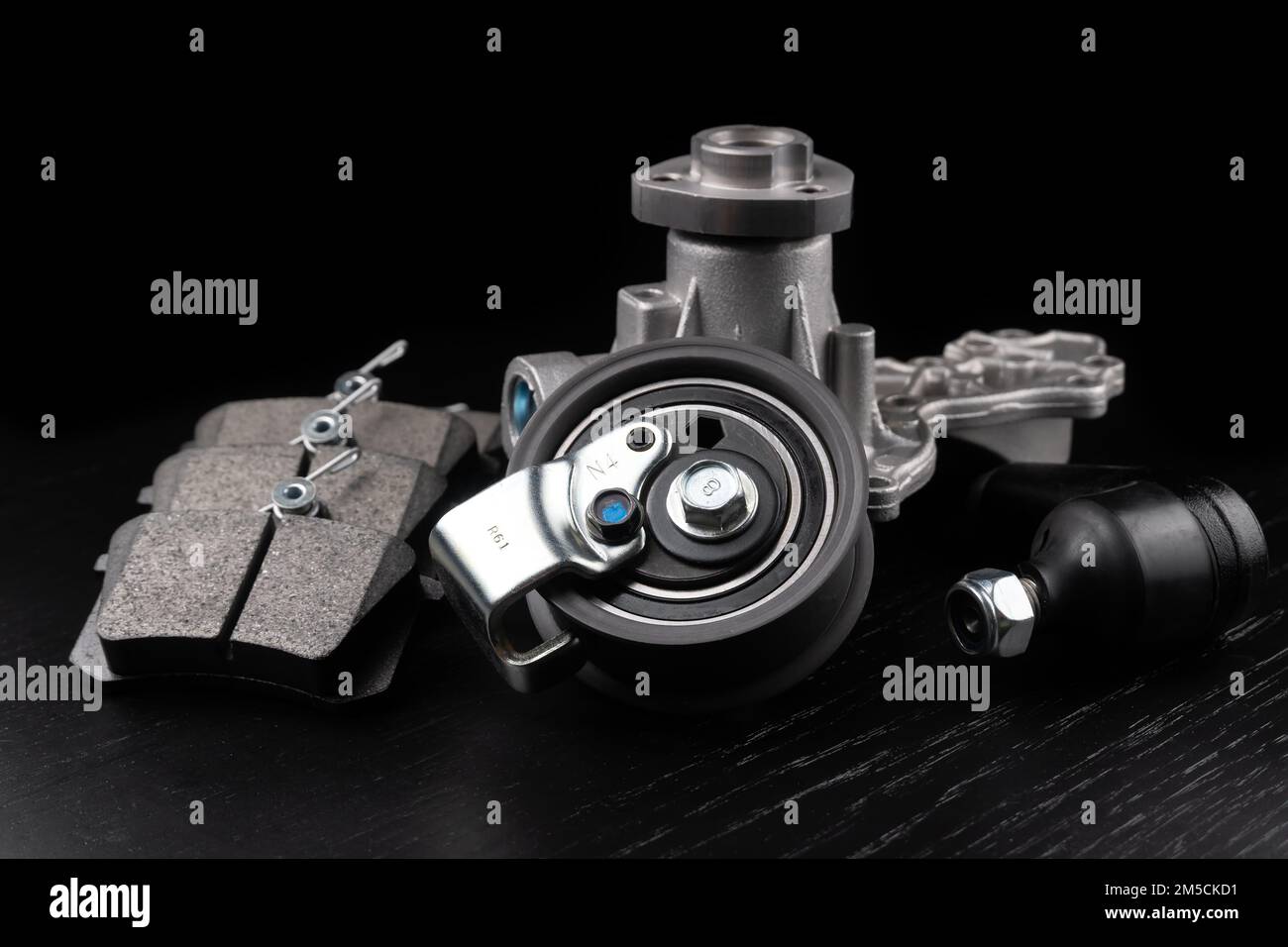 Close up auto parts spare parts car on black background. Auto parts ...