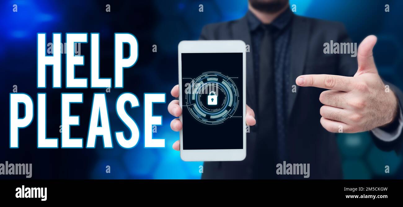 Hand writing sign Help Please. Business concept used to make a request ...